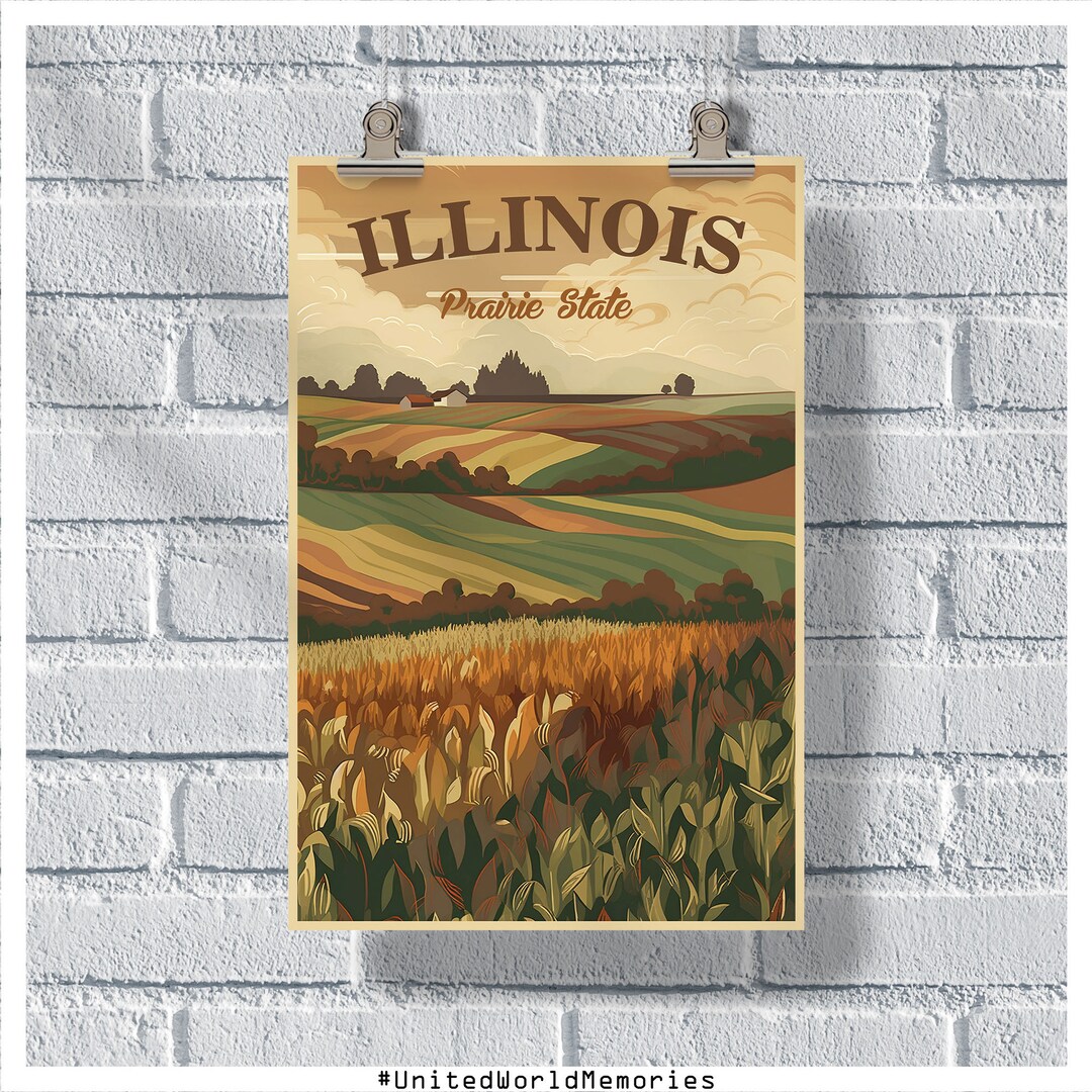 Illinois Travel Poster, Illinois Poster, Illinois Vintage Poster, Wall ...