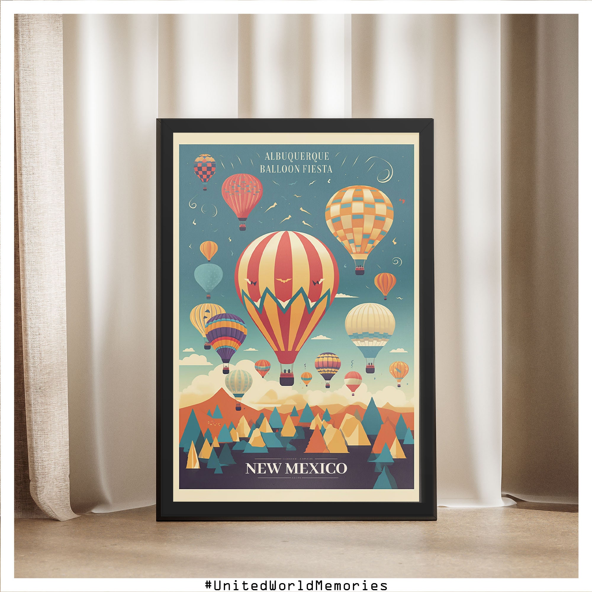 New Mexico Travel Poster Albuquerque Balloon Fiesta Poster - Etsy