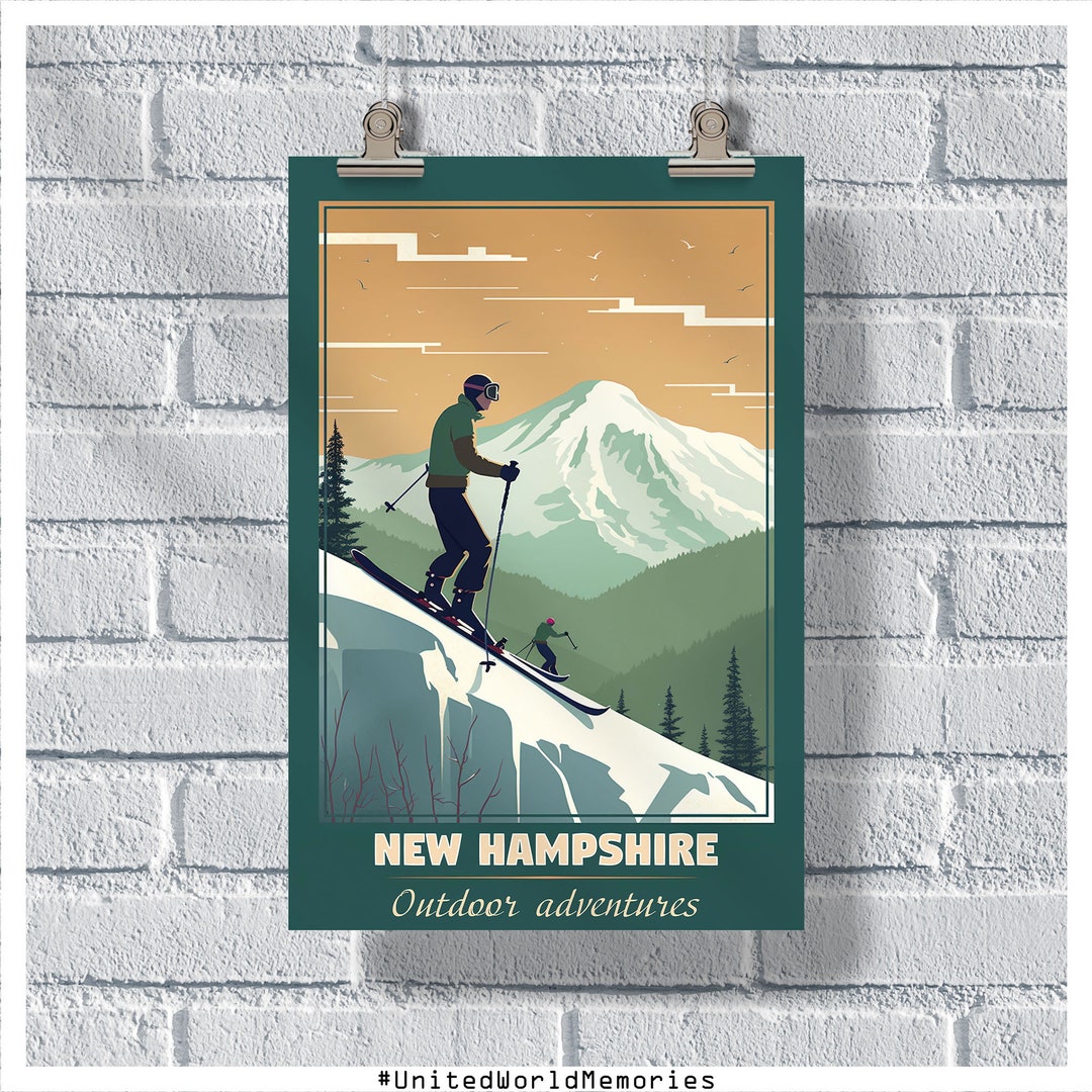 New Hampshire Poster, NH Ski Poster, NH Poster, New Hampshire Vintage ...