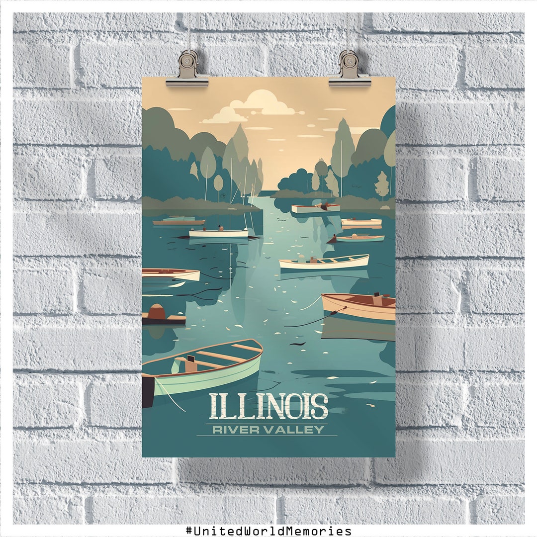 Illinois Travel Poster, Illinois Poster, Illinois Vintage Poster, Wall ...