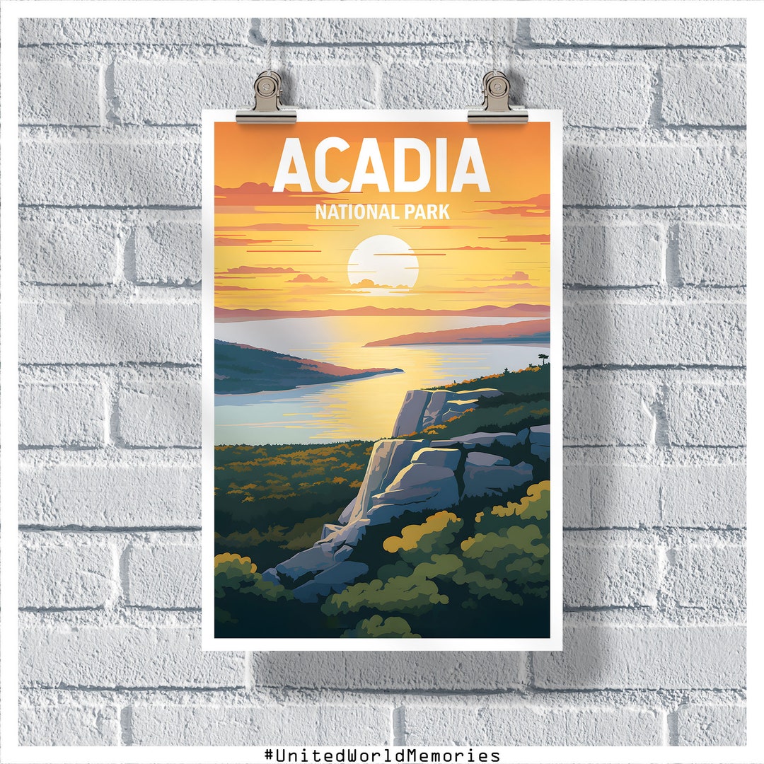 Acadia National Park Cadillac Mountain Dawn Poster, Acadia National Park Poster, Acadia Art ...