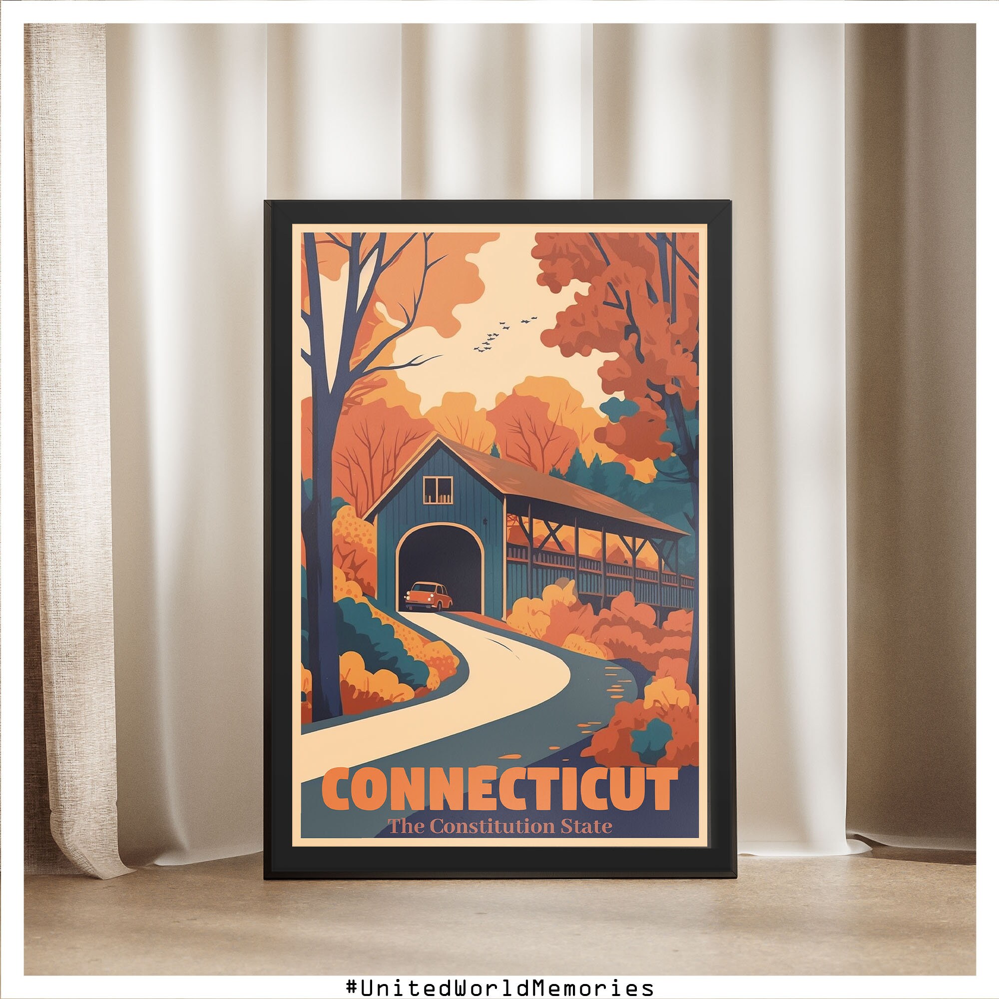 Connecticut Travel Poster, Constitution State Poster, Connecticut ...
