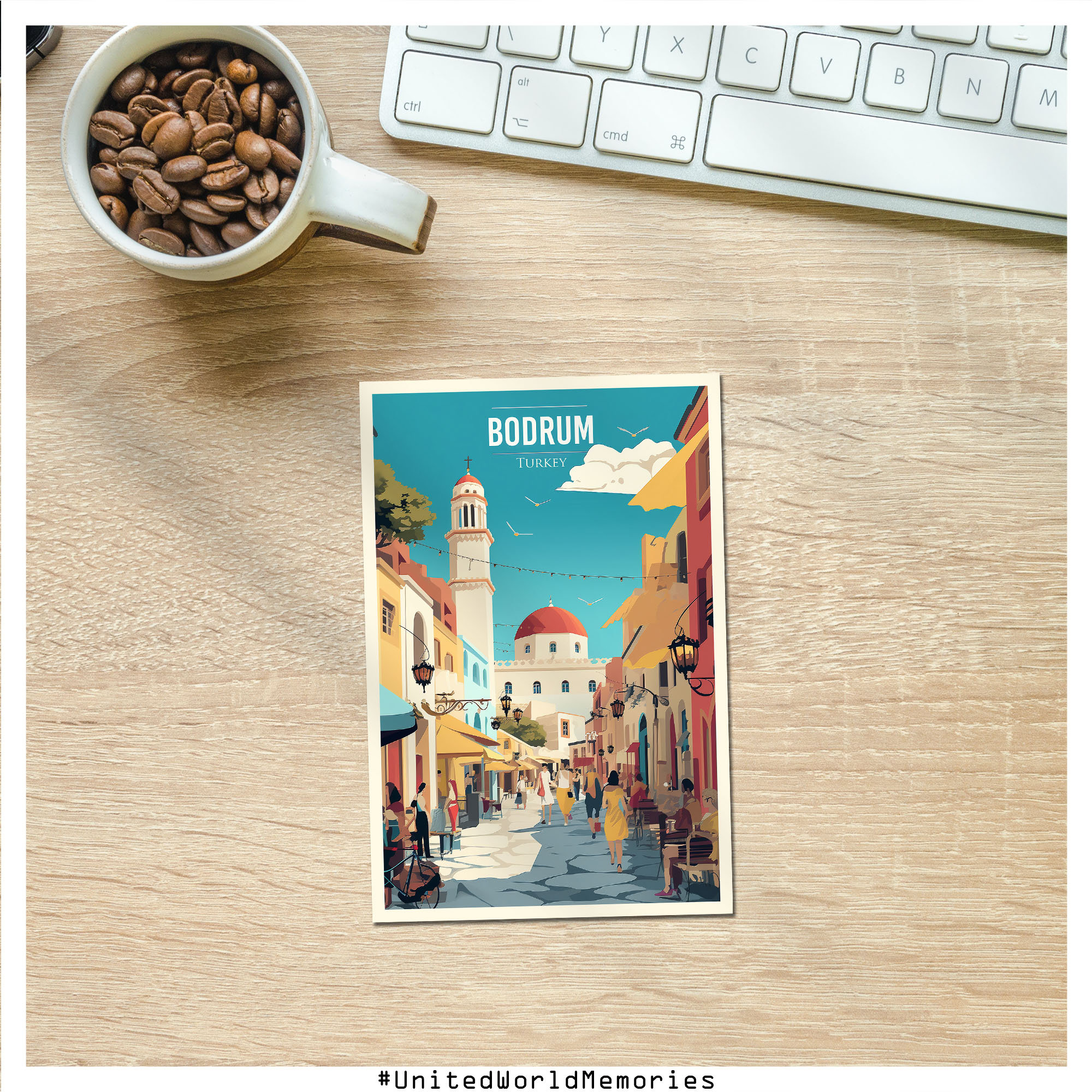 Bodrum Travel Poster, Bodrum Bazaar Poster, Turkey Poster, Bodrum Wall ...