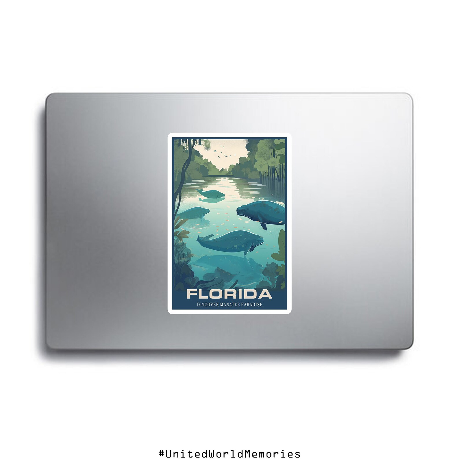 Florida Travel Poster, Florida Manatee Poster, Florida Vintage Poster ...