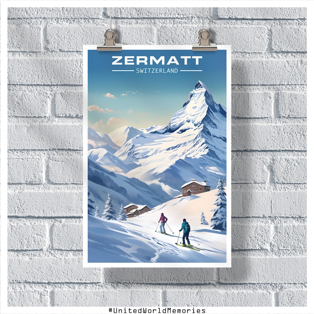 Zermatt Alpine Elegance Poster, Zermatt Wall Art, Zermatt Ski Resort ...