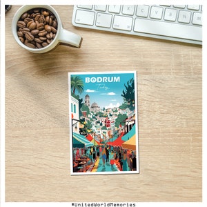 Bodrum Travel Poster, Bodrum Bazaar Poster, Turkey Poster, Bodrum Wall ...