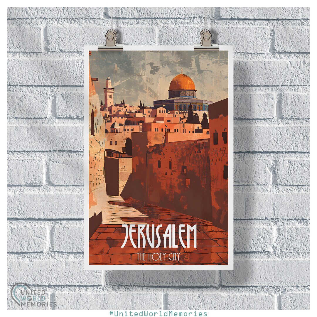Jerusalem Vintage Old City Poster, Israel Vintage Retro Poster, Travel ...