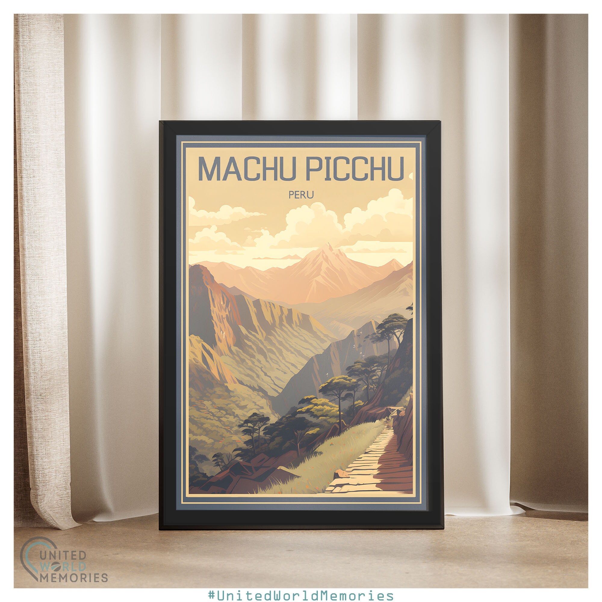 Machu Picchu Inca Trail Poster, Machu Picchu Print, Peru Art, Machu ...