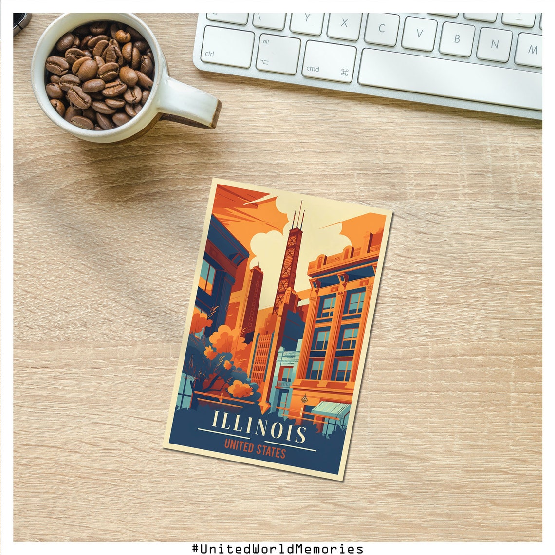 Illinois Travel Poster, Illinois Poster, Illinois Vintage Poster, Wall ...