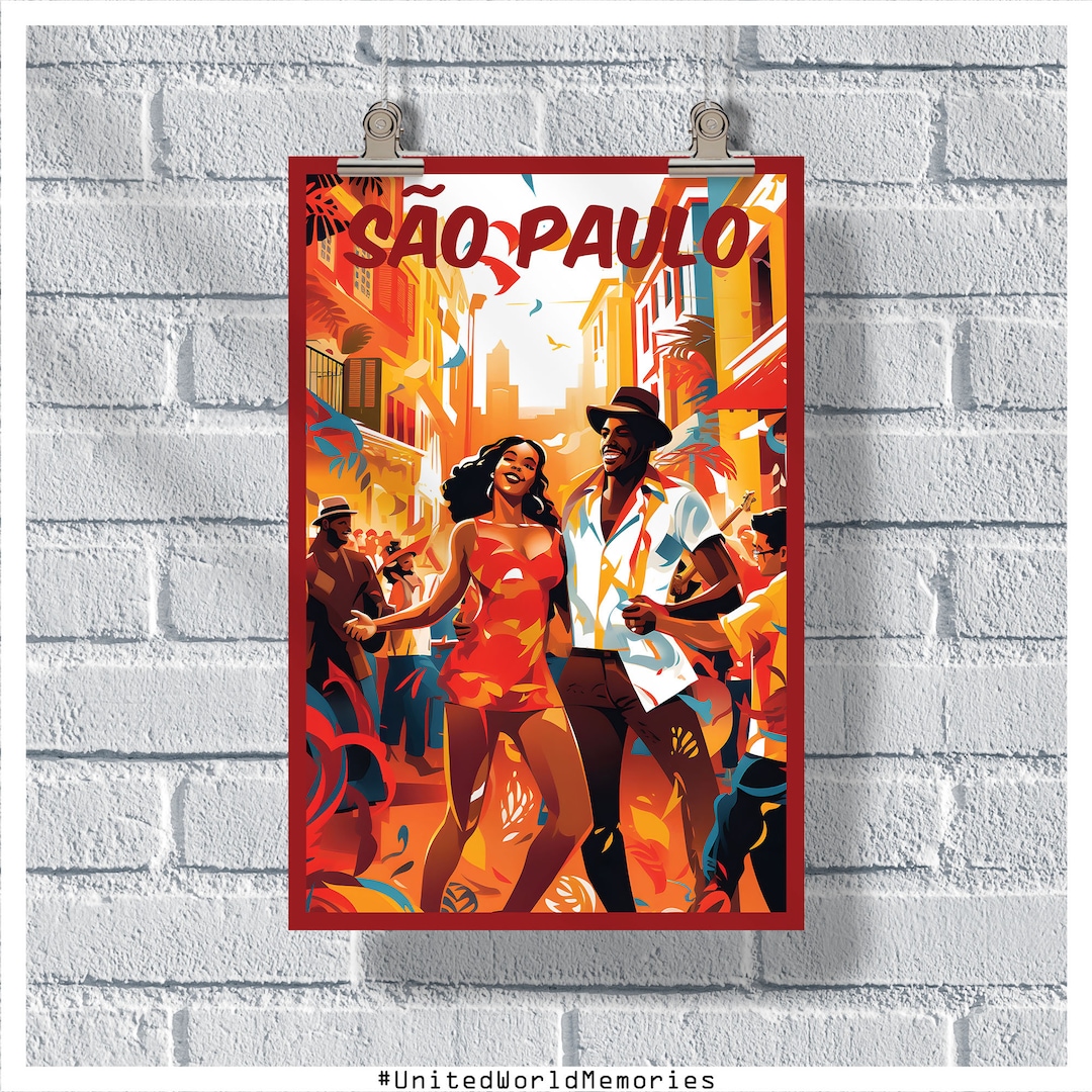 São Paulo Samba in the Streets Poster, Sao Paulo Travel Poster, Brazil ...