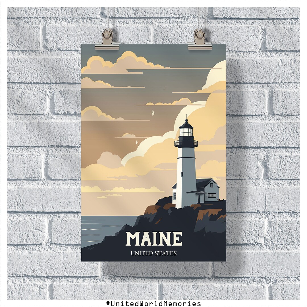 Maine Travel Poster, Maine United States Poster, Maine Vintage Poster ...