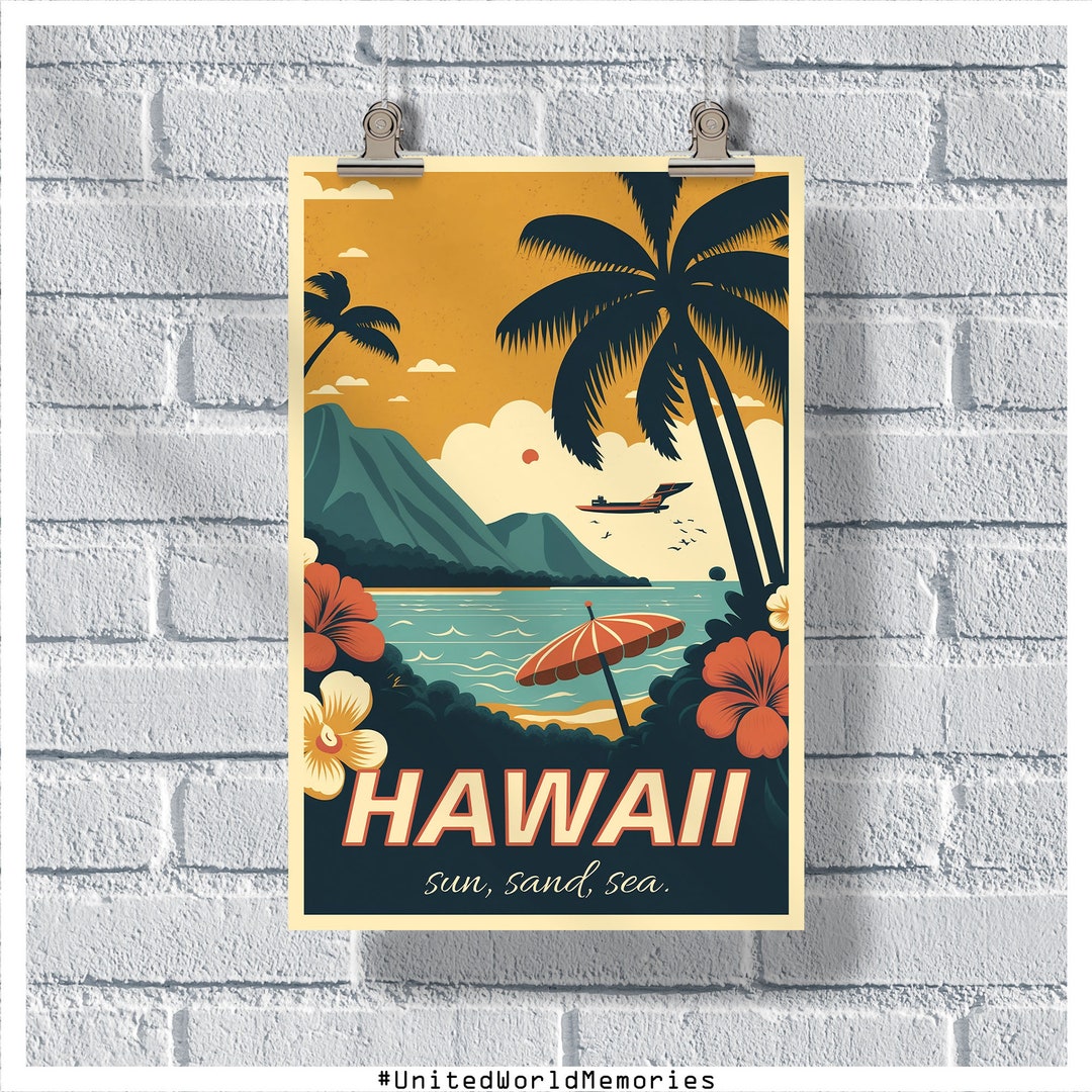 Hawaii Travel Poster, Hawaii Poster, Hawaii Vintage Poster, Wall Decor ...