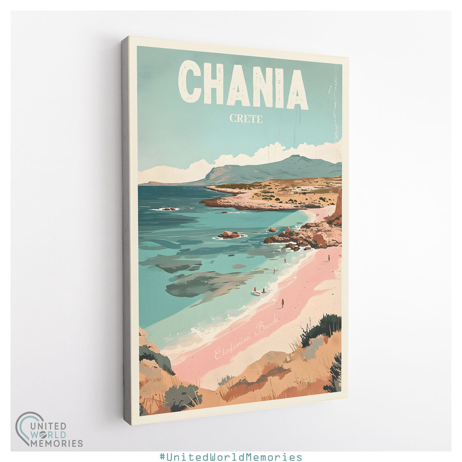 Chania Elafonissi Beach Poster, Crete Print, Greece Retro Wall Art ...