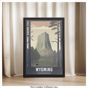 Wyoming Travel Poster, Welcome to Adventure Poster, Wyoming Vintage ...