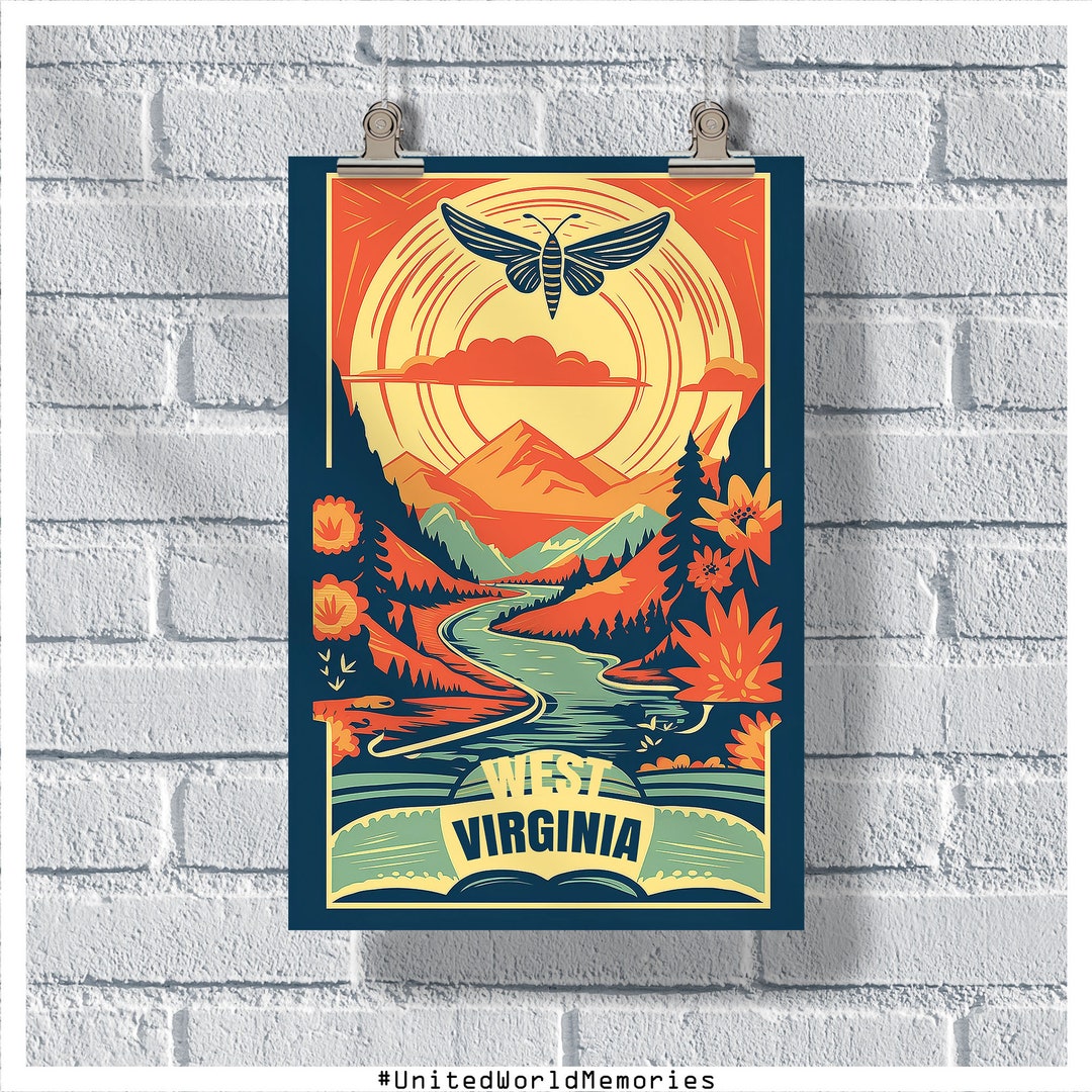 West Virginia Travel Poster, West Virginia Bee Poster, West Virginia ...
