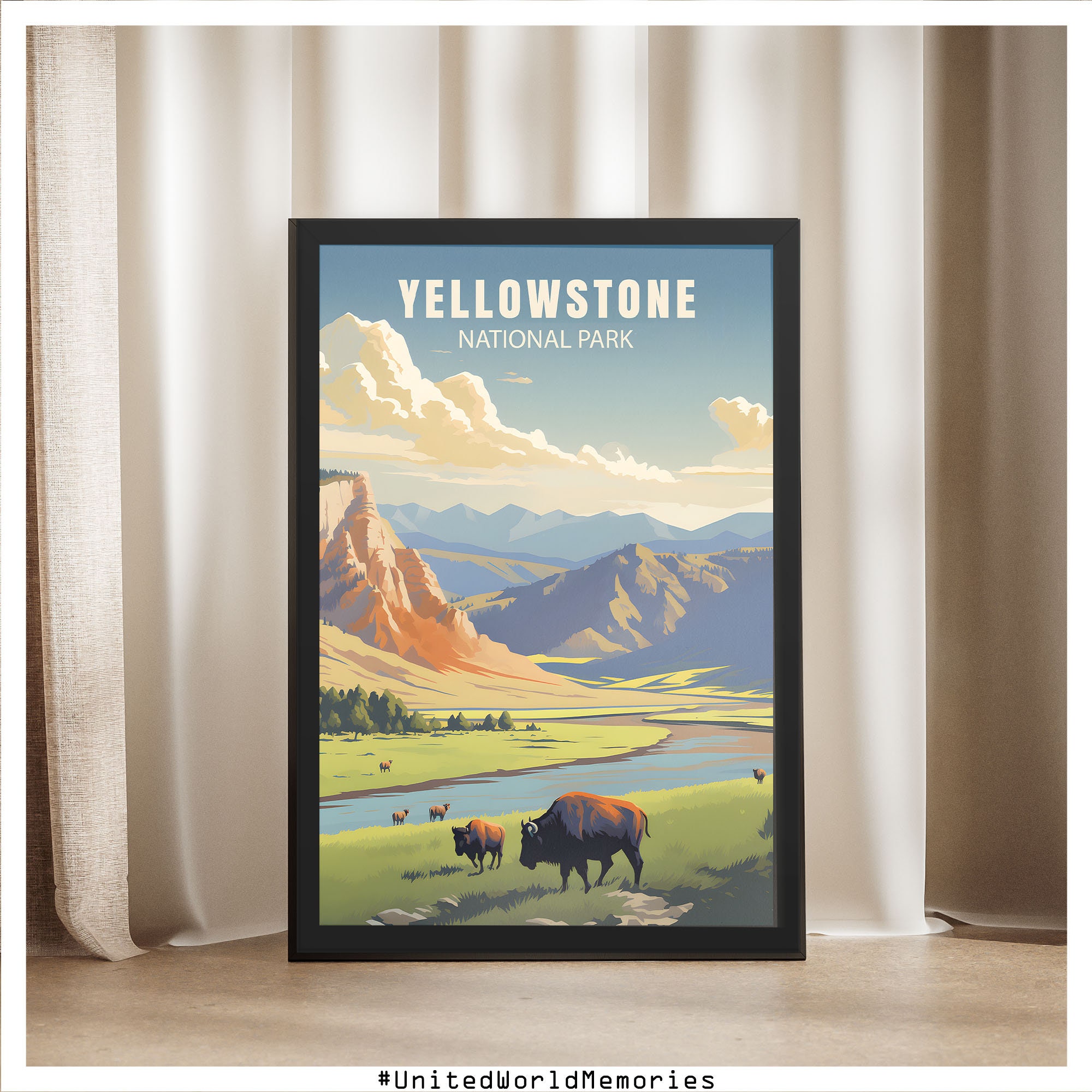Yellowstone National Park Bison Roam Poster Yellowstone - Etsy