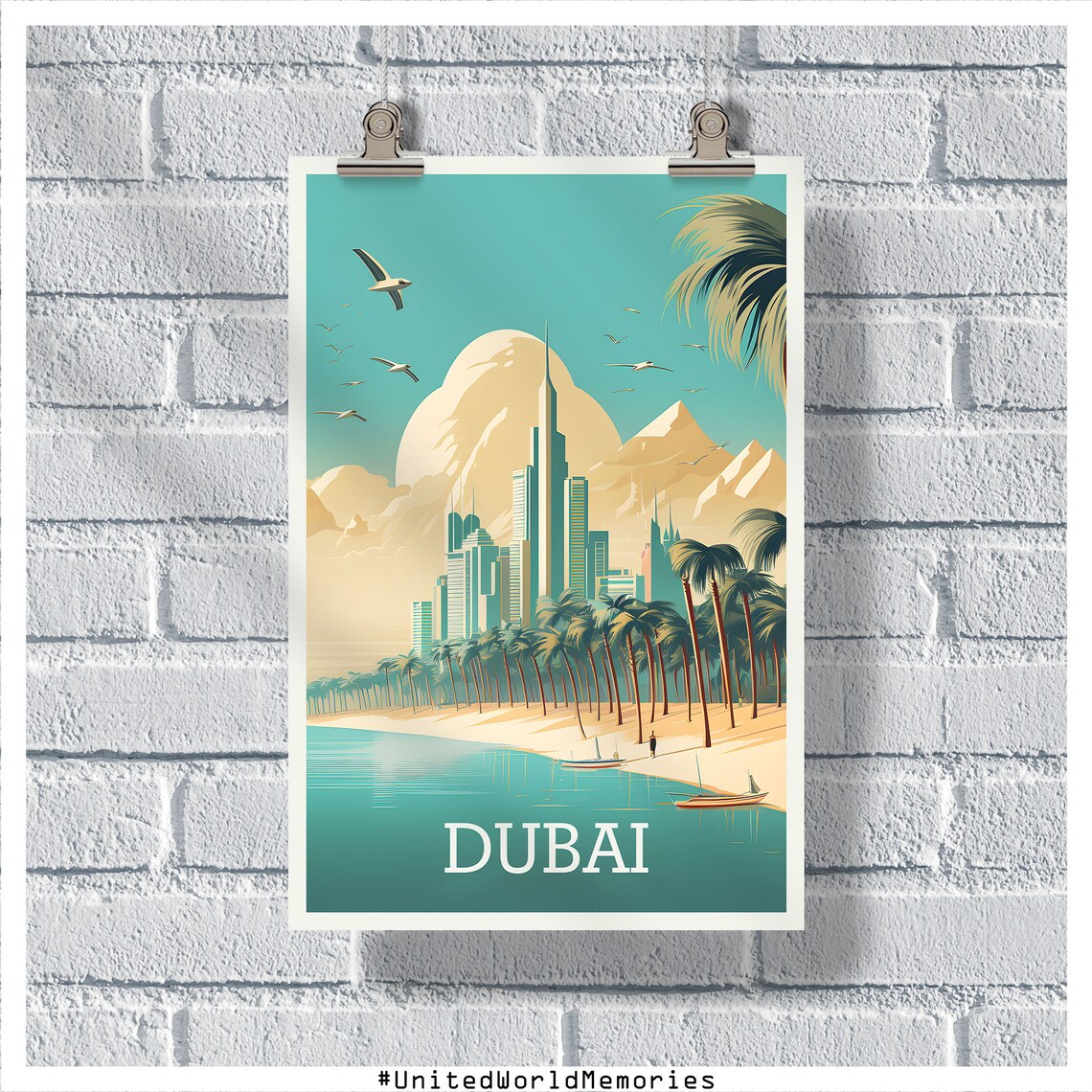 Dubai Palm Jumeirah Poster, Dubai Travel Poster, UAE Poster, Dubai ...