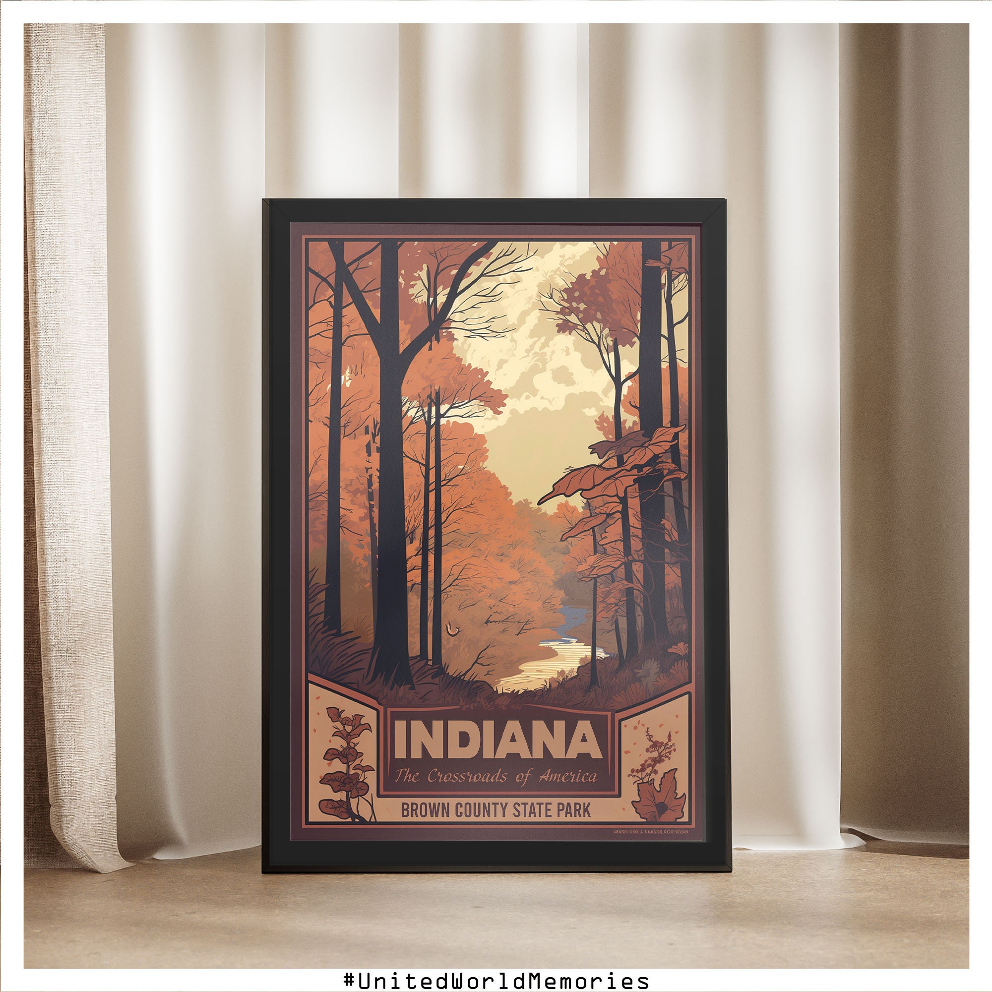 Indiana Travel Poster, Indiana Poster, Indiana Vintage Poster, Wall ...