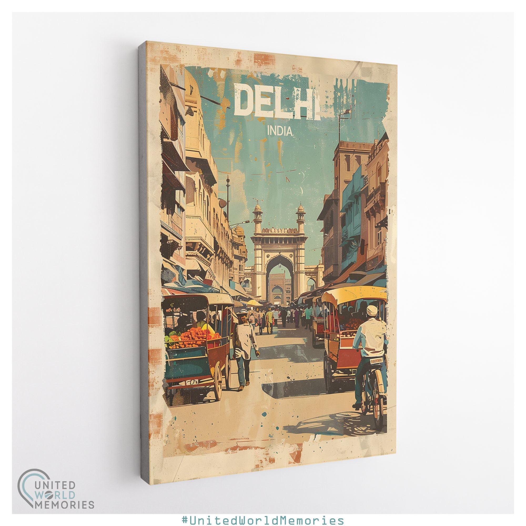 Delhi Vintage Old Delhi Poster, Delhi Travel Print, India Retro Wall ...