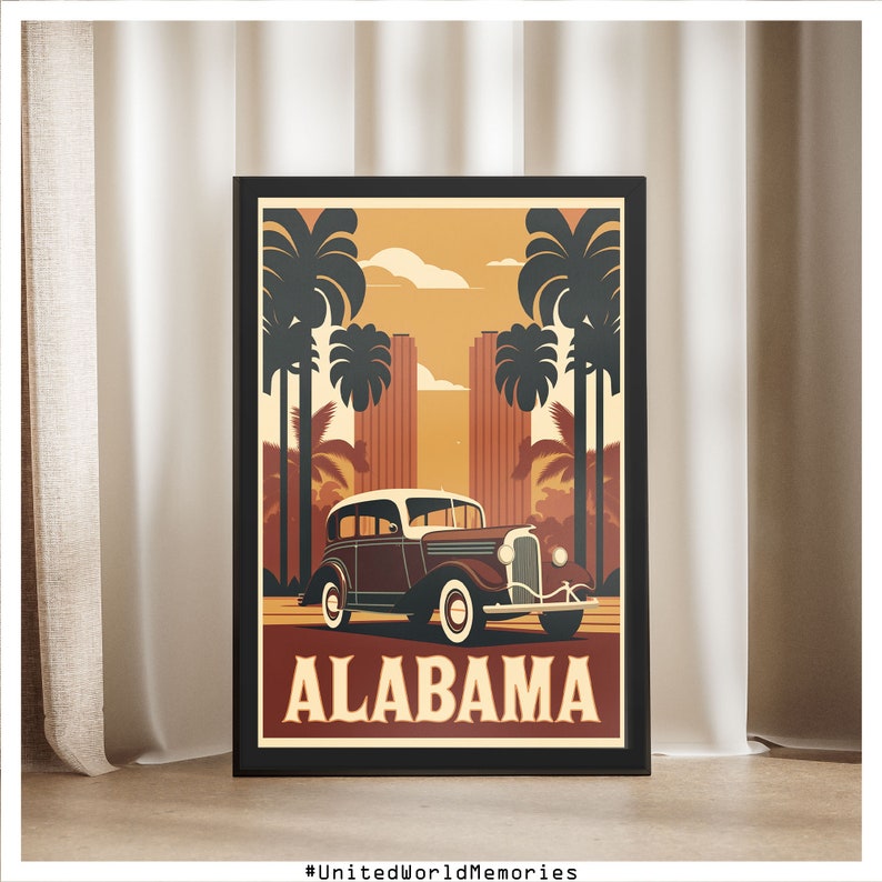Alabama Travel Poster, Alabama State Gift, Alabama Vintage Poster, Wall ...