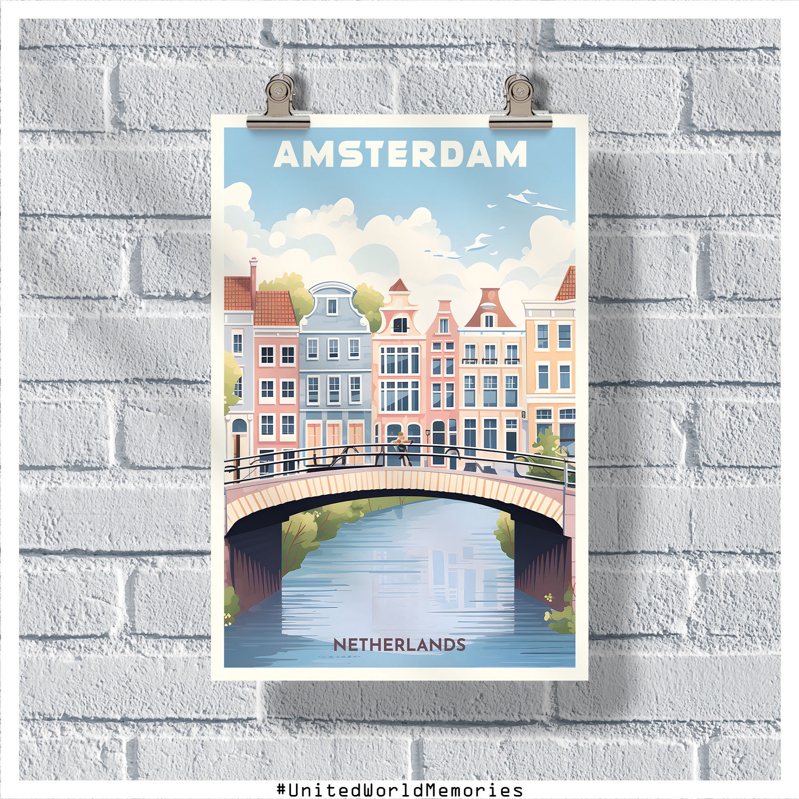Amsterdam Canal District Poster, Amsterdam Travel Poster, Netherlands ...