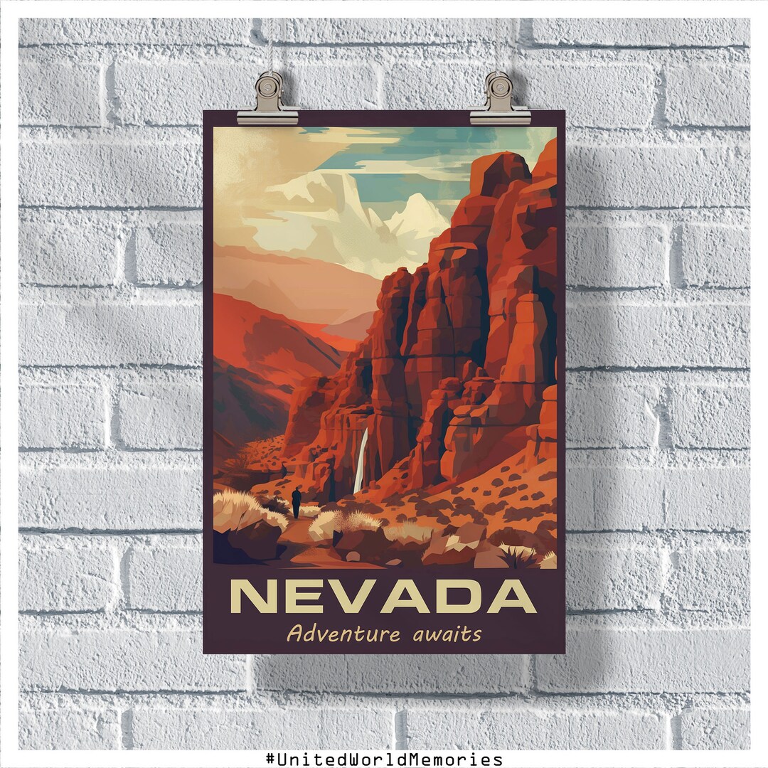 Nevada Travel Poster, Welcome to Nevada Poster, Nevada Vintage Poster ...