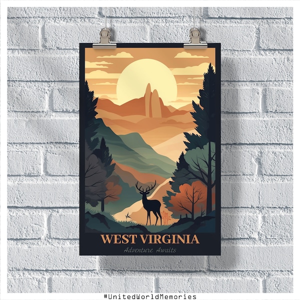 West Virginia Travel Poster - Etsy