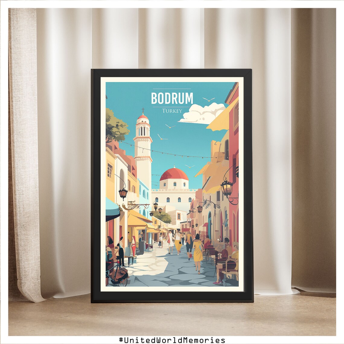 Bodrum Travel Poster, Bodrum Bazaar Poster, Turkey Poster, Bodrum Wall ...