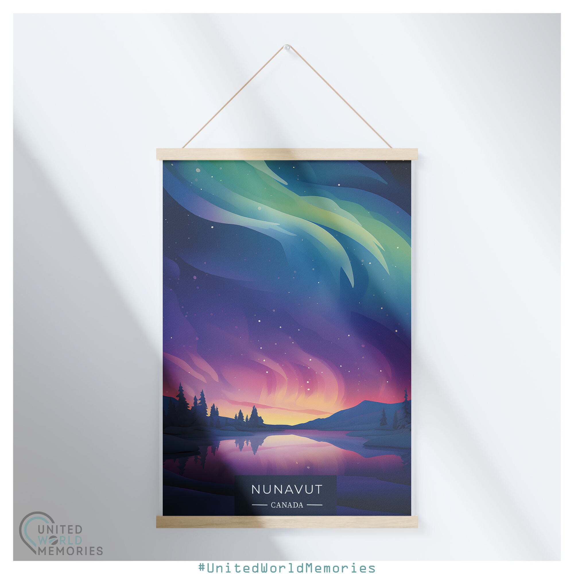 Nunavut Northern Lights Symphony Poster, Nunavut Canada Vintage Retro ...