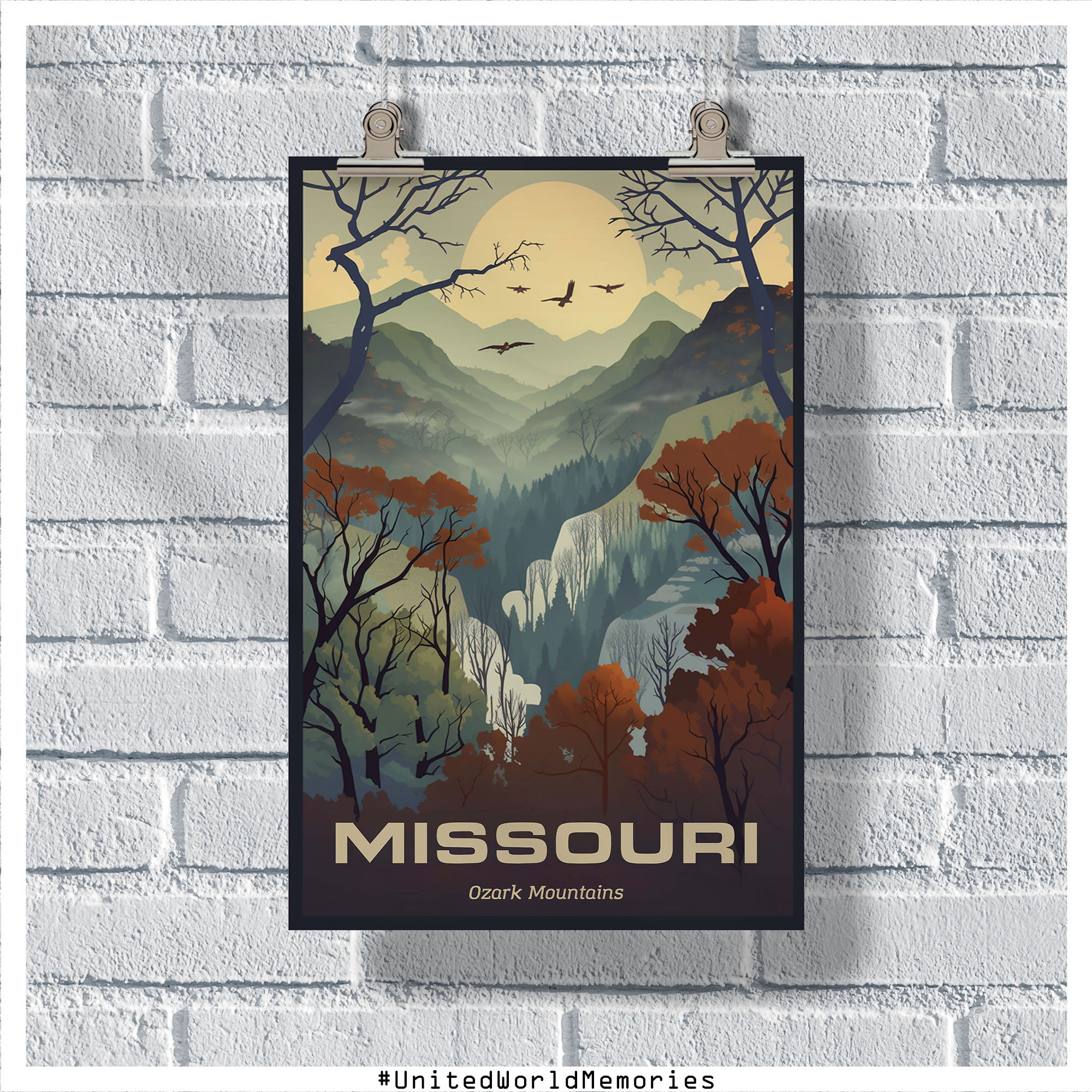 Missouri Travel Poster, Ozark Mountains Poster, Missouri Vintage Poster ...