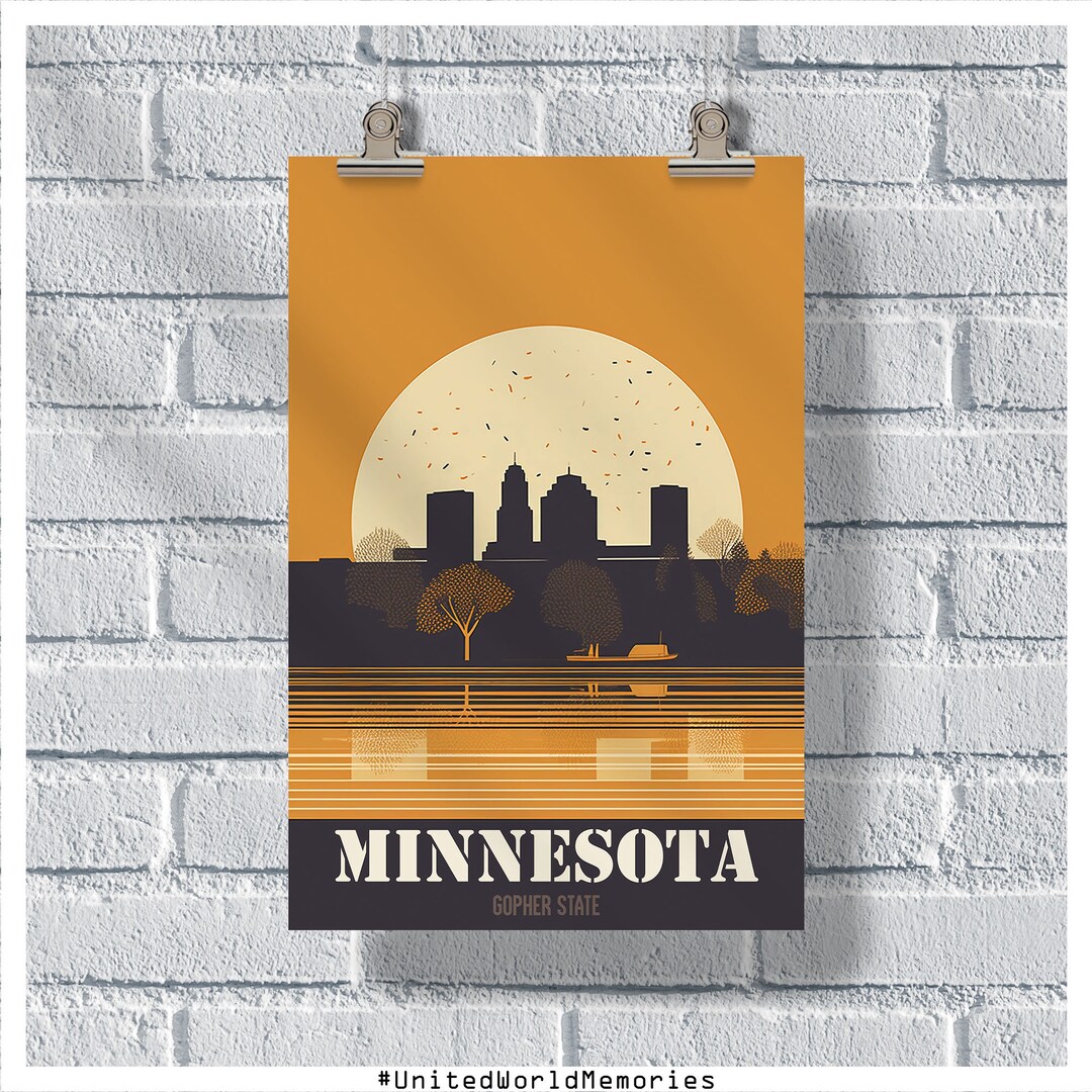 Minnesota Travel Poster, Gopher State Poster, Minnesota Vintage Poster ...