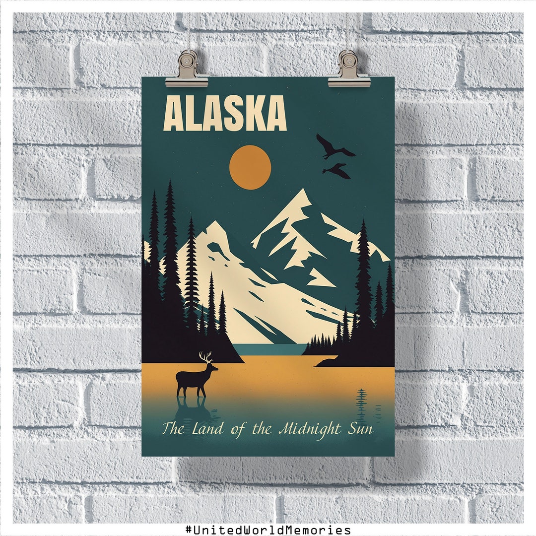 Alaska Travel Poster, the Land of the Midnight Sun Poster, Alaska ...