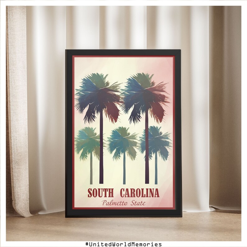 South Carolina Travel Poster, Palmetto State Poster, SC Vintage Poster ...