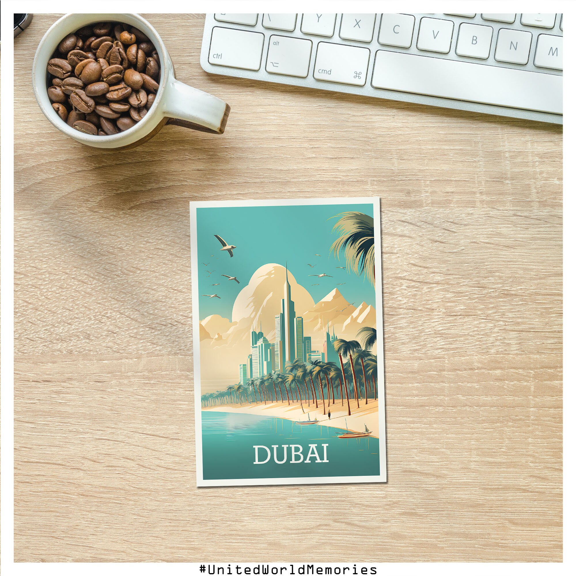 Dubai Palm Jumeirah Poster, Dubai Travel Poster, UAE Poster, Dubai ...