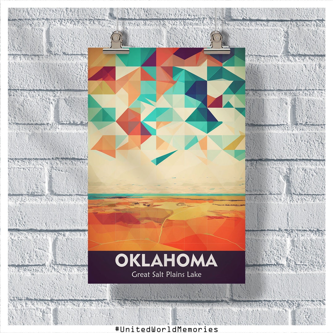 Oklahoma Travel Poster, Great Salt Plains Lake Poster, Oklahoma Vintage ...