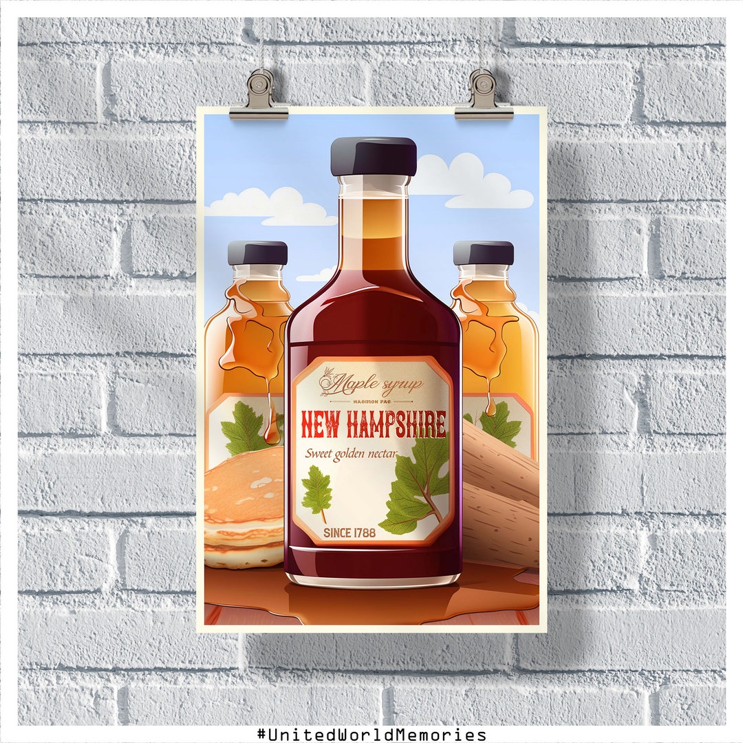 New Hampshire Poster, NH Maple Syrup Poster, NH Poster, New Hampshire ...