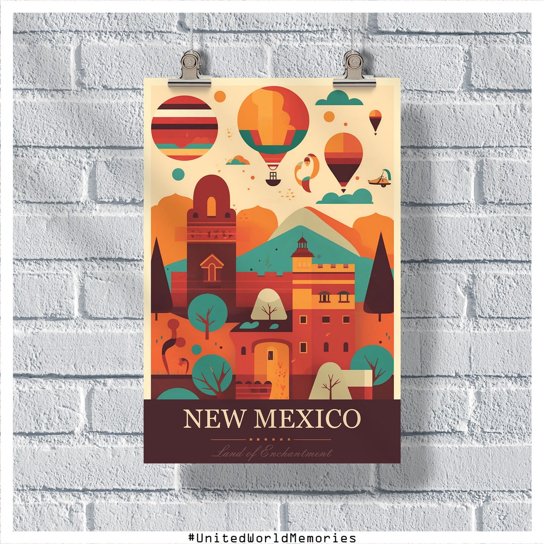 New Mexico Travel Poster, Land of Enchantment Poster, New Mexico ...