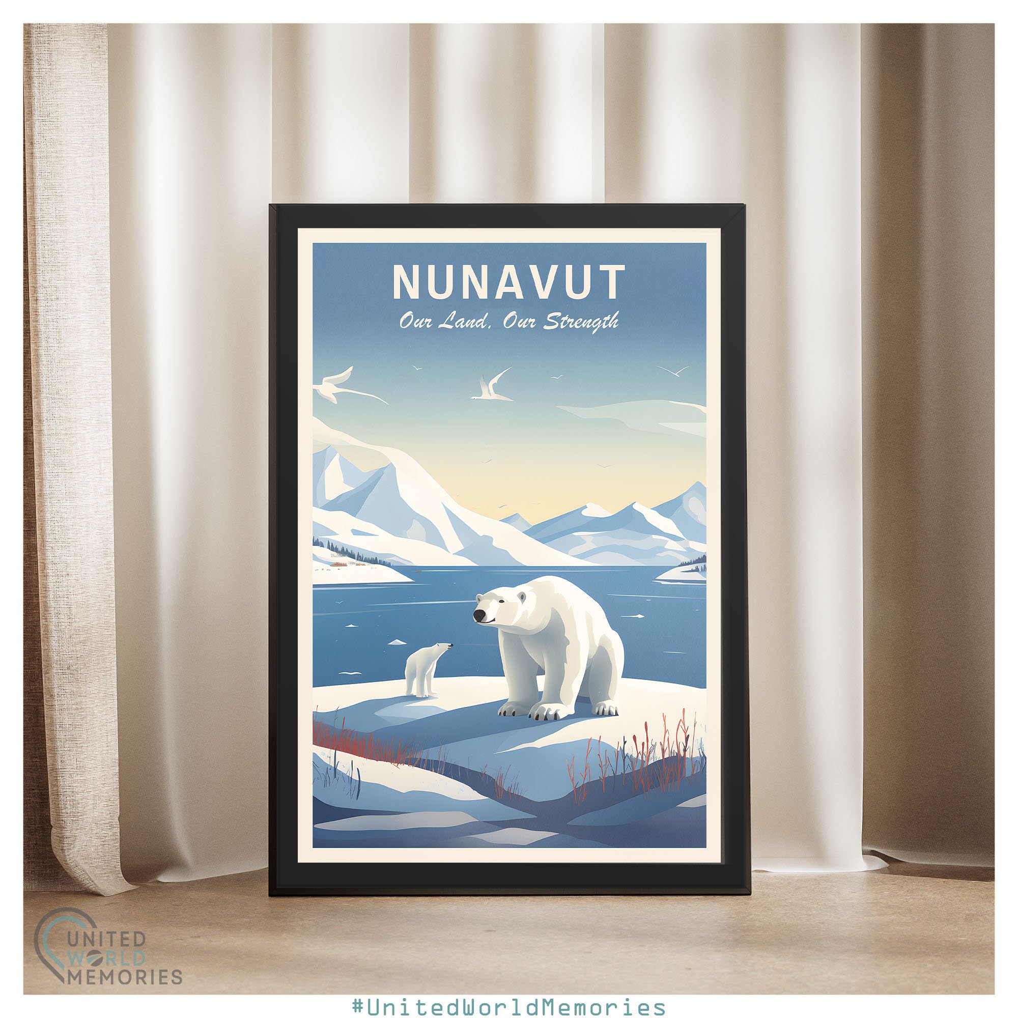 Nunavut Arctic Wildlife Poster, Nunavut Canada Vintage Retro Print ...