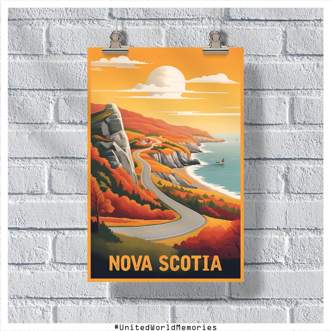 Nova Scotia Travel Poster, Cape Breton Highlands Poster, Canada Poster ...