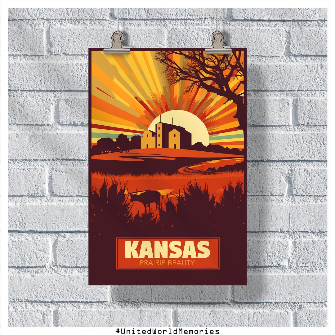 Kansas Travel Poster, Kansas Poster, Kansas Vintage Poster, Wall Decor ...