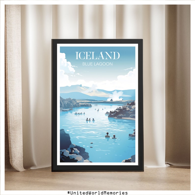Blue Lagoon Travel Poster Iceland Poster Blue Lagoon Wall - Etsy
