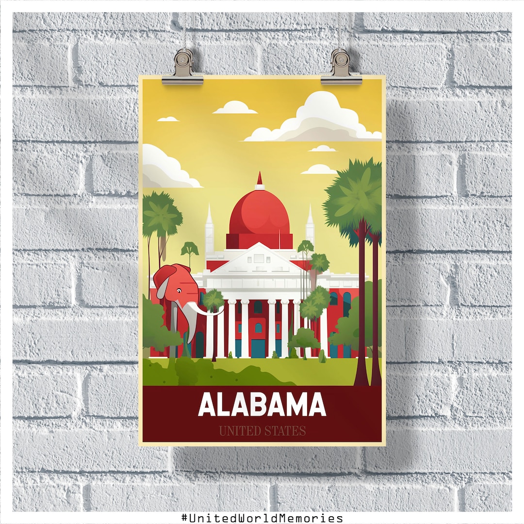 Alabama Travel Poster, Alabama United States Poster, Alabama Vintage ...