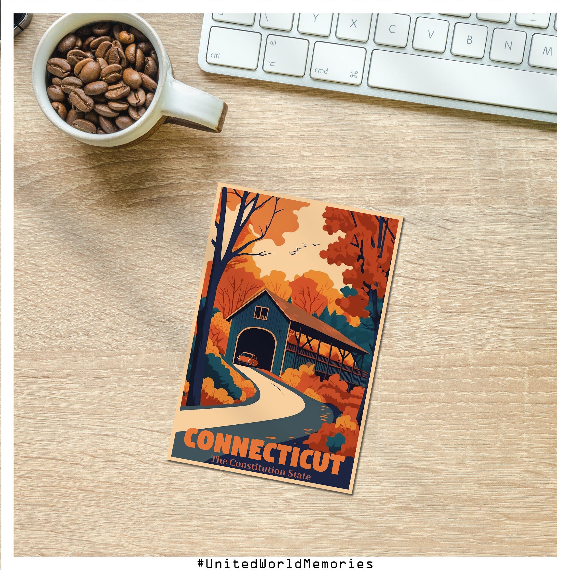 Connecticut Travel Poster, Constitution State Poster, Connecticut ...