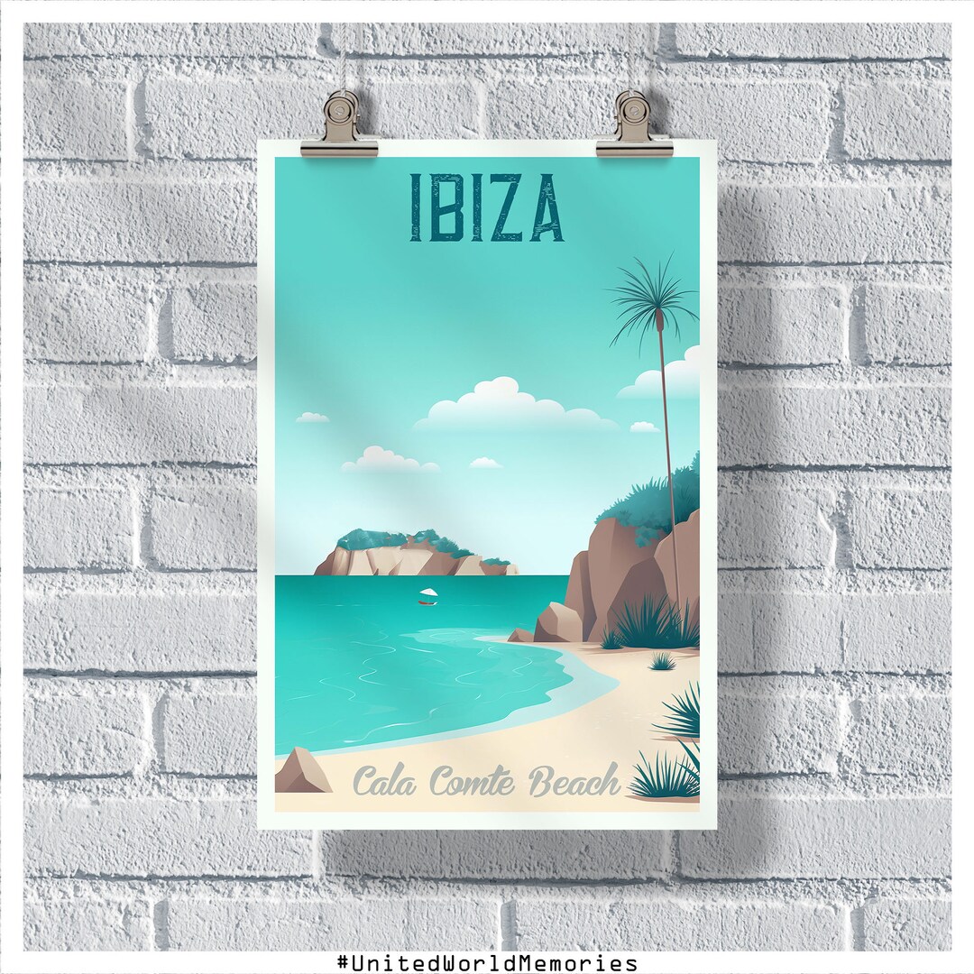 Ibiza Travel Poster, Ibiza Cala Comte Beach Poster, Spain Poster, Ibiza Wall Art, Ibiza Gift ...