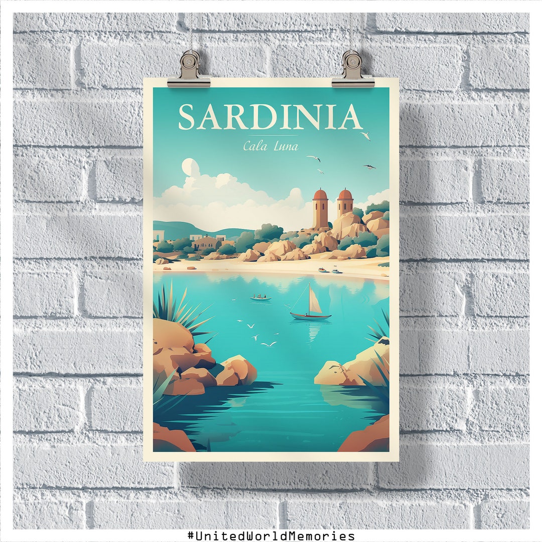 Sardinia Travel Poster, Cala Luna Poster, Italy Poster, Sardinia Wall ...