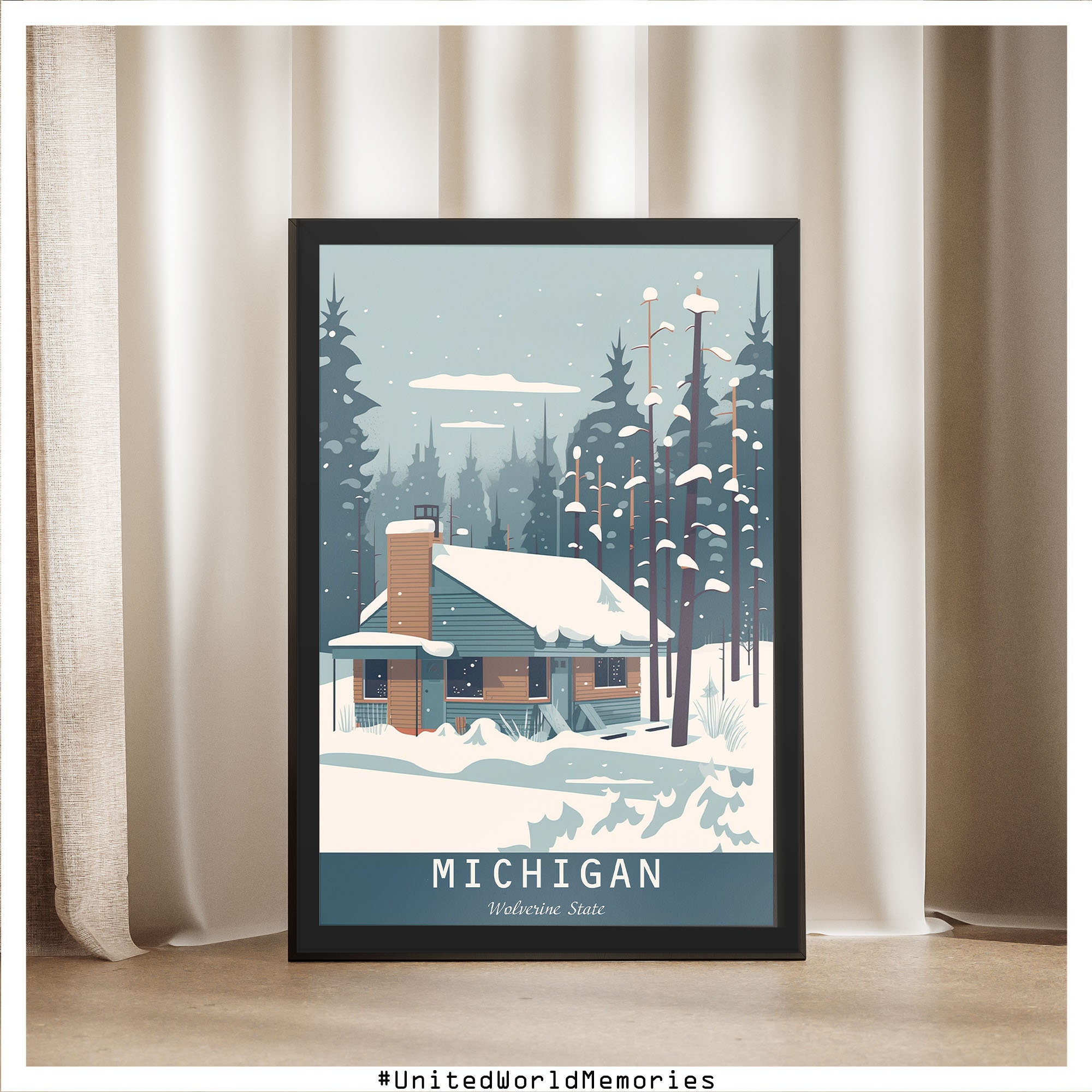 Michigan Travel Poster, Wolverine State Poster, Michigan Vintage Poster ...