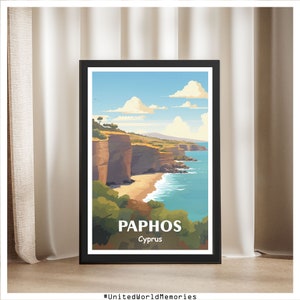 Paphos Travel Poster, Cyprus Poster, Paphos Wall Art, Paphos Gift Idea ...