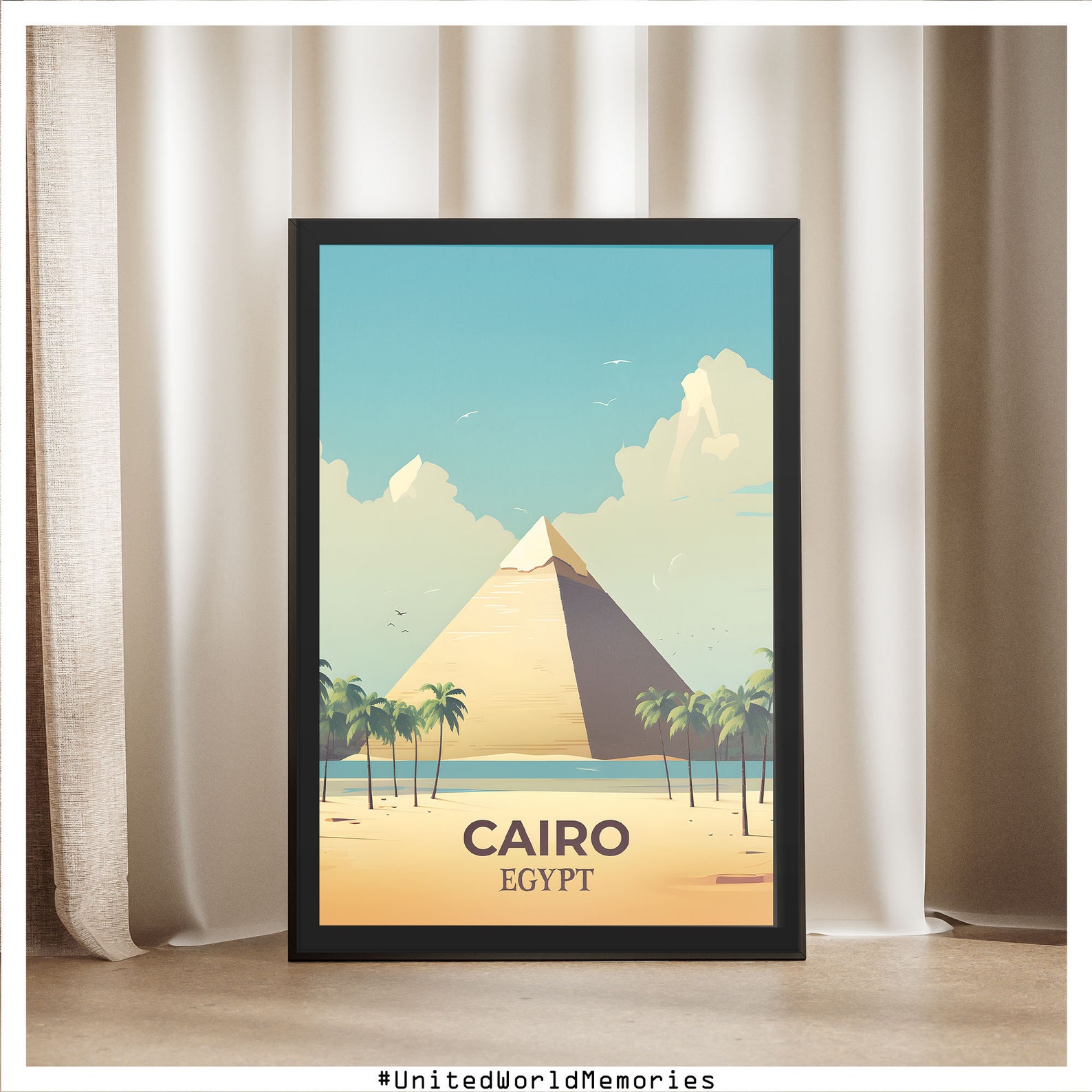 Cairo Pyramids of Giza Poster, Cairo Travel Poster, Egypt Poster, Egypt ...