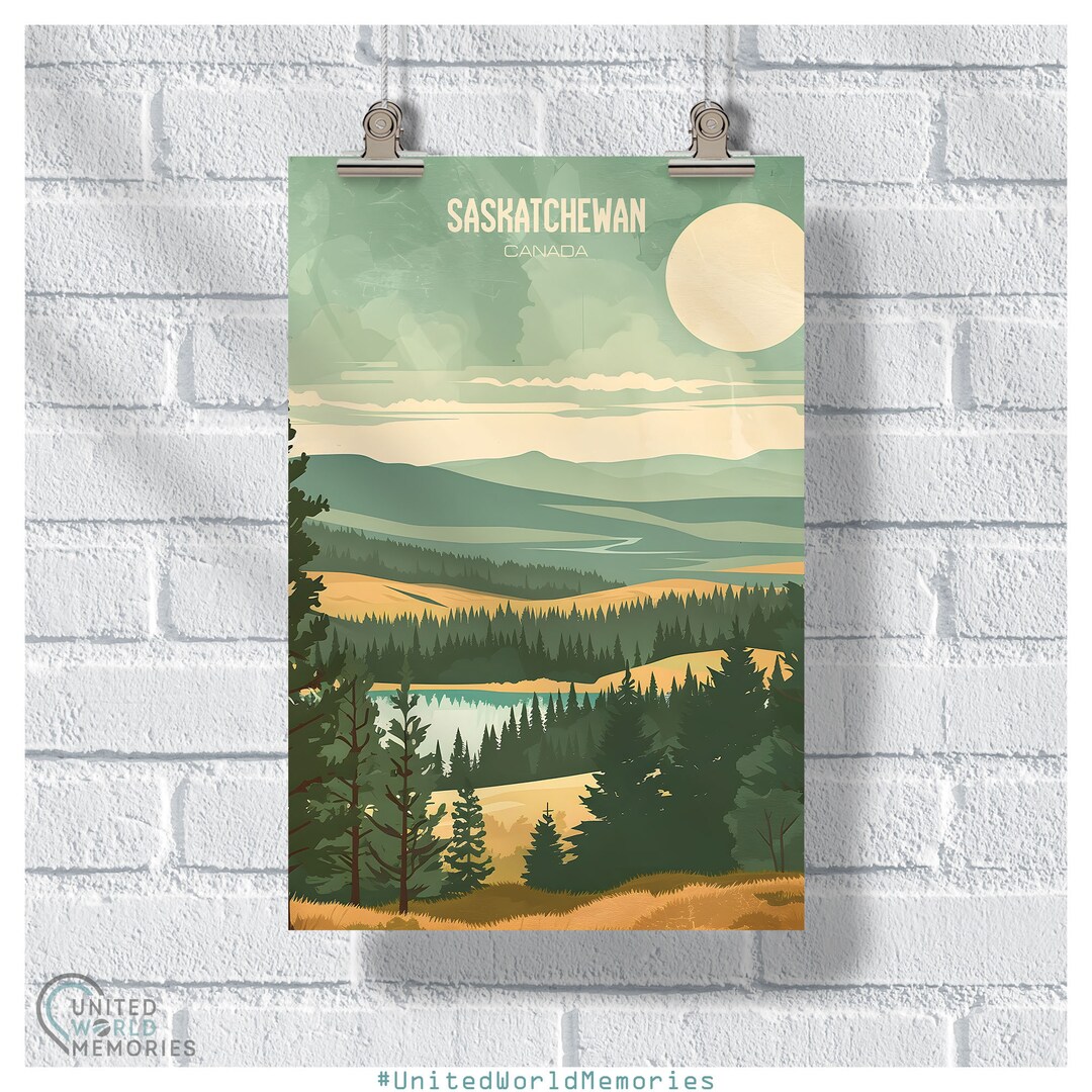 Saskatchewan Retro Cypress Hills Poster, Saskatchewan Canada Vintage ...