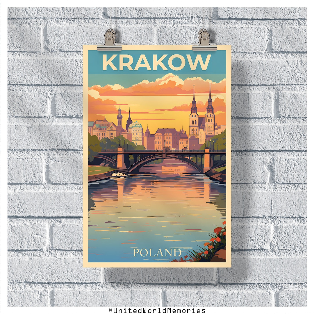 Krakow Vistula River Poster, Krakow Travel Poster, Poland Poster ...